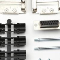 China Black MH CONNECTORS MHDTPK15-DB15S-K connector with brass tin gold plated terminals and RoHS compliance for sale