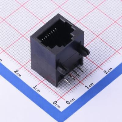 China Durable RJ45 Connector MINTRON MT5621IWA3DY1017 with Black Plastic Housing and Gold Plated Terminals for sale