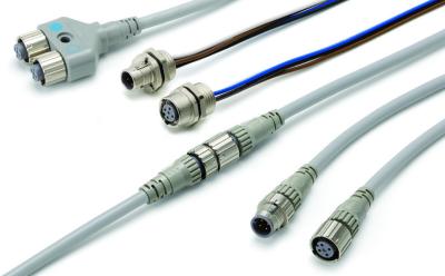 China Durable round water resistant M12 connectors OMRON XS5R-D426-1 with audible click locking mechanism for sale