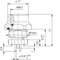 China Weidmuller M8 Circular Connector with 3 Poles Gold Contacts and IP67 Protection for Front Mounting PCB for sale