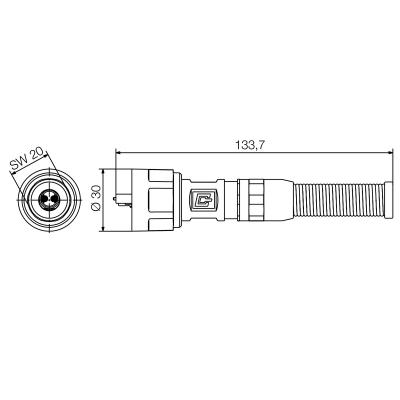 China IP67 Industrial Ethernet Connector WEIDMULLER 1963230000 with Bayonet Plug and Kink Prevention Design for sale