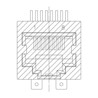China Cat 5 Performance RJ45 Connector with SMD Soldering and Extended Temperature Range for PCB Plug-in Applications for sale