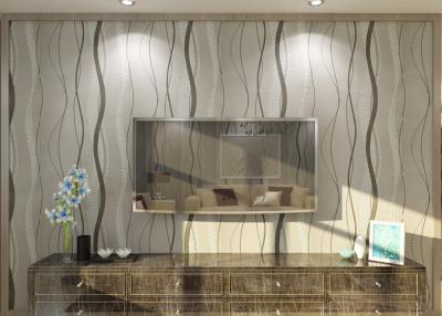 China Curve Line Design Gray Modern Removable Wallpaper  for TV Background 0.53*10M for sale