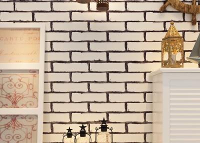 China White Fake Brick Wall Covering / Removable PVC Vinyl Wallpaper Friction - Resistance for sale
