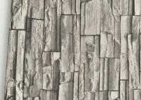 China Stylish Removable Faux 3D Brick Effect Wallpaper with Grey Stone Pattern for Living Room for sale
