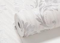 China Classic Style Sliver Embossed Wallpaper , White Geometric Damask Pattern Wallpaper for sale