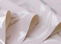 China 0.53*10M Embossed European Style Wallpaper with Silver Pink Leaf Pattern for sale