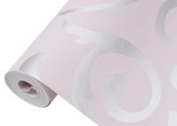 China 0.53*10M Embossed European Style Wallpaper with Silver Pink Leaf Pattern for sale