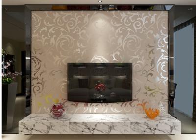 China European Style Embossed Vinyl Wallpaper Silver Grey Leaf Pattern for Home , Hotel for sale