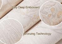 China Soundproof Rustic Floral Wallpaper Living Room , Cream Embossed Wallpaper for sale