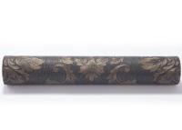China Removable Victorian Damask Wallpaper Embossed Black and Golden Pattern , 0.53*10m/ roll for sale