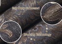 China Removable Victorian Damask Wallpaper Embossed Black and Golden Pattern , 0.53*10m/ roll for sale