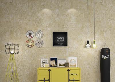 China Washable Retro Vintage Wallcovering / Creamy White English Letter Wallpaper for sale