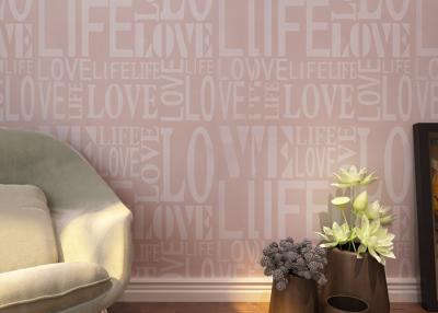 China Non woven Washable Wallpaper Purple Color LOVE English Letters Wallpaper for sale