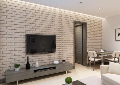 China Khaki Color 3D Brick Effect Wallpaper Removable for Sitting Room , Vinyl Material for sale