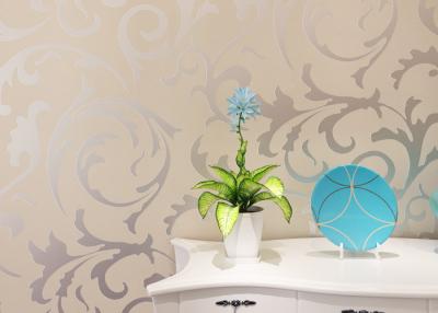 China Removable Creamy White Embossed Wallcovering Leaf Pattern for Living Room for sale