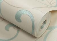 China Embossed Vinyl Interior Decorating Wallpaper , Silver and Green Contemporary Wallpaper for sale