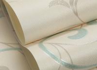 China Embossed Vinyl Interior Decorating Wallpaper , Silver and Green Contemporary Wallpaper for sale