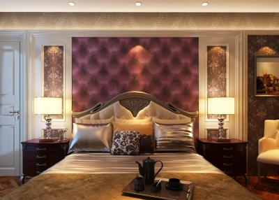 China European Style Leather Wallpaper Luxury 3D Effect Contemporary Purple Wallpaper for sale