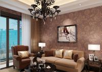 China Brown Floral Pattern Washable Vinyl Wallpaper With Embossed Rustic Style for sale