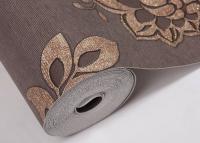 China Brown Floral Pattern Washable Vinyl Wallpaper With Embossed Rustic Style for sale