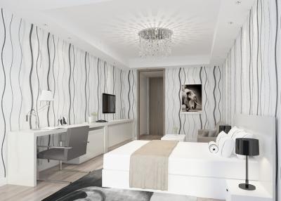 China Waterproof Non woven Wallpaper Curve Lines Pattern for Living Room 0.53*10M for sale
