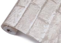 China Removable Chinese Style 3D Brick Effect Wallpaper with White Grey Color , CSA standard for sale