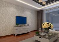 China White Gray Embossed Retro Vintage Wallpaper With Symmetric Floral Pattern for sale