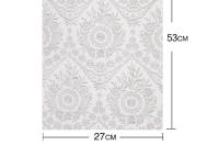 China White Gray Embossed Retro Vintage Wallpaper With Symmetric Floral Pattern for sale