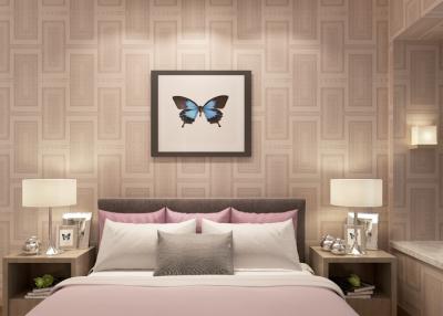 China Moisture Proof Embossed Vinyl Wallpaper Pink Plaid Pattern for Bedroom for sale