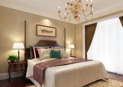 China Luxurious Golden Color Embossed Vinyl Wallpaper with Symmetrical Floral Pattern for sale