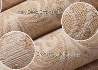 China Luxurious Golden Color Embossed Vinyl Wallpaper with Symmetrical Floral Pattern for sale