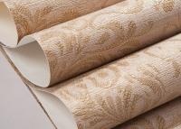 China Luxurious Golden Color Embossed Vinyl Wallpaper with Symmetrical Floral Pattern for sale