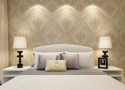 China 0.53*10M Rustic Style Red Floral Wallpaper Waterproof for Bedroom for sale
