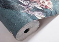 China Beautiful Green Washable Vinyl Wallpaper with Retro Vantage Floral Pattern for sale