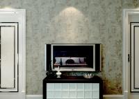 China PVC Country Style Wallpaper , Embossed Floral Contemporary Green Wallpaper for sale