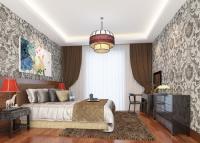 China Grey Vinyl Embossed Victorian Damask Wallpaper Removable , Tear - resistant for sale