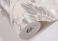 China Embossed Victorian Damask Wallpaper , Creamy white Living Room Wallpaper CE Listed for sale