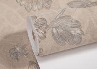 China Beige Floral Pattern PVC Modern Wallpapers for Bedrooms with Embossed Surface for sale