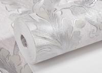 China Beautiful Silver Country Style Wallpaper Embossed Vinyl Floral Pattern 0.53*10M for sale