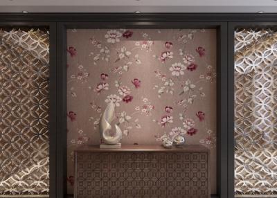 China Luxury Coffee Color Country Vinyl Wallpaper With Floral Pattern for Living Room for sale