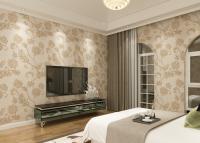 China Khaki Color 3D Floral Wallpaper for Wall Decoration / PVC  Wall Coverings for sale