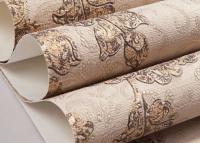 China Khaki Color 3D Floral Wallpaper for Wall Decoration / PVC  Wall Coverings for sale