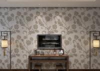 China Embossed 3D Floral Vinyl Country Style Wallpaper Light Grey Moisture Proof for sale