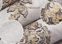 China Embossed 3D Floral Vinyl Country Style Wallpaper Light Grey Moisture Proof for sale