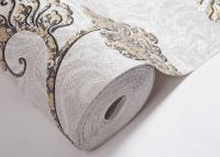 China Embossed 3D Floral Vinyl Country Style Wallpaper Light Grey Moisture Proof for sale