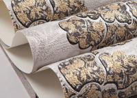 China Embossed 3D Floral Vinyl Country Style Wallpaper Light Grey Moisture Proof for sale