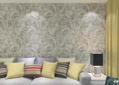 China Eco - Friendly Silver Vinyl Removable Wallpaper With Floral And Leaf  Pattern , 0.53*10M for sale