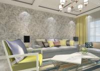 China Eco - Friendly Silver Vinyl Removable Wallpaper With Floral And Leaf  Pattern , 0.53*10M for sale