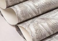 China Eco - Friendly Silver Vinyl Removable Wallpaper With Floral And Leaf  Pattern , 0.53*10M for sale